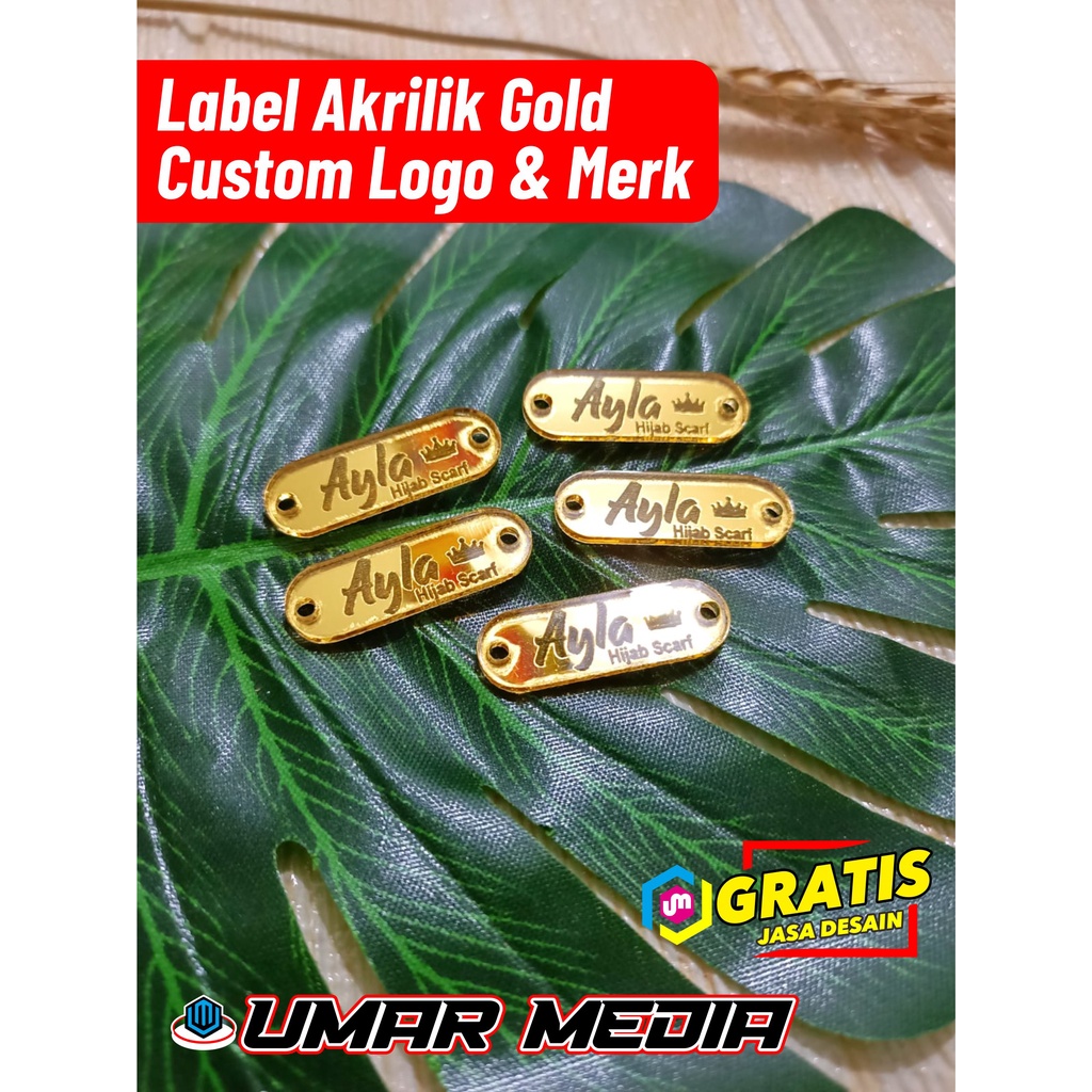 Jual Label Akrilik Gold Label Hijab Akrilik Label Branding Akrilik ...