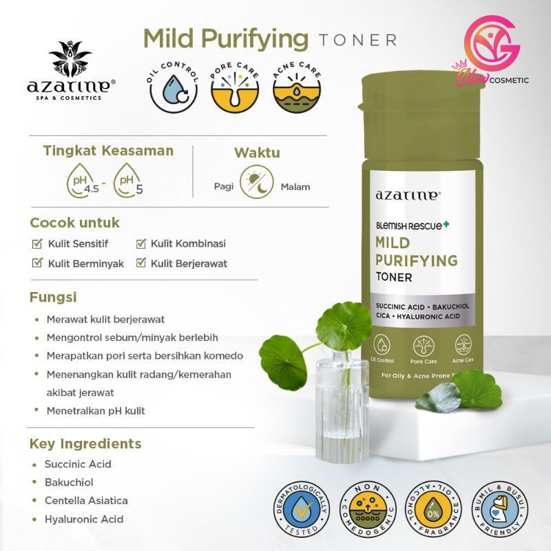 Jual AZARINE BLEMISH RESCUE MILD PURFYING TONER 90ML | Shopee Indonesia