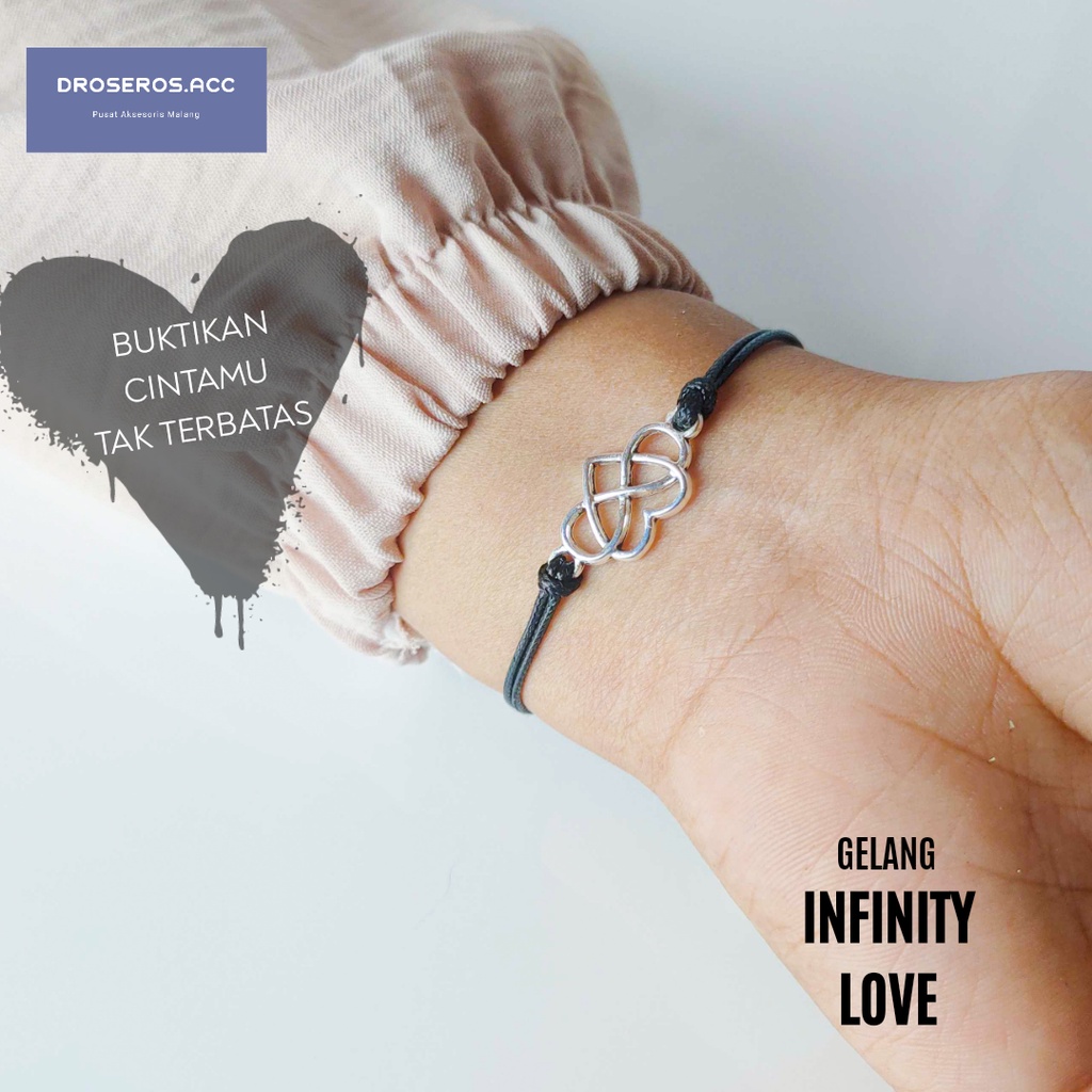 Jual Gelang Tangan Motif Infinity Love Tali Hitam Wateeproof Anti Karat ...
