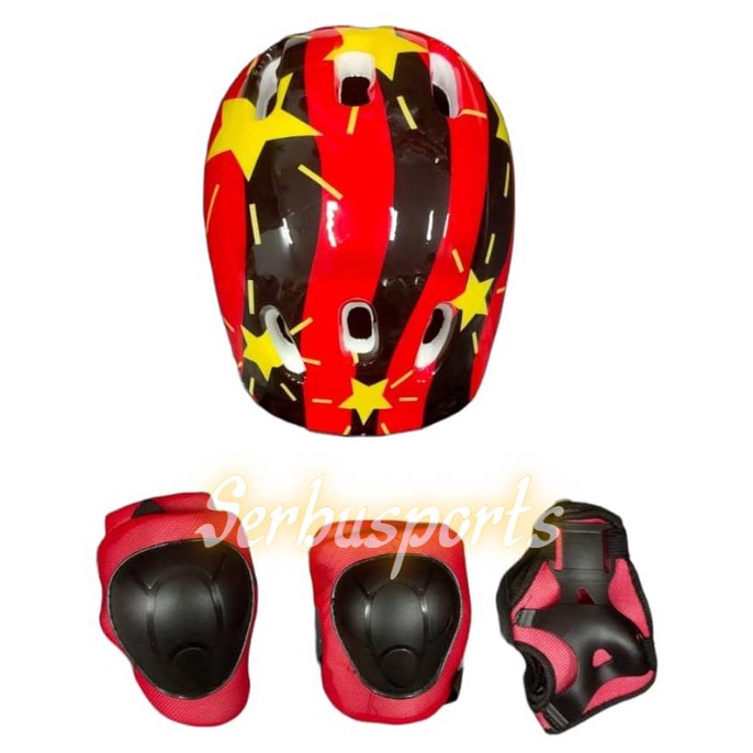 Jual HELM HELMET SEPEDA SEPATU RODA ANAK DAN DEKER PELINDUNG SATU SET ...