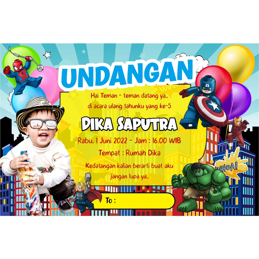 Jual Kartu Undangan Ultah Ulang Tahun Anak Custom GRATIS Plastik ...