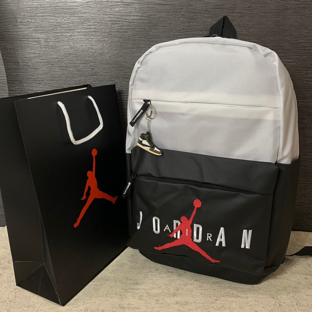 Jual TAS RANSEL JORDAN BACKPACK PIVOT HALF LEATHER ORIGINAL BLACK WHITE ...