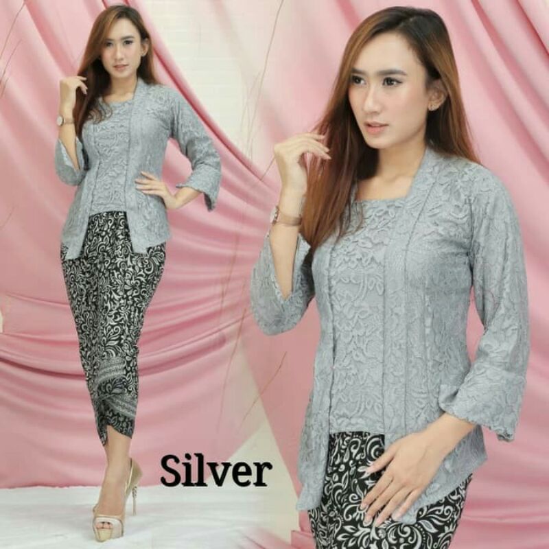 Jual New Kebaya Modern Kutubaru Brokat Silver (Atasan Saja) | Shopee ...