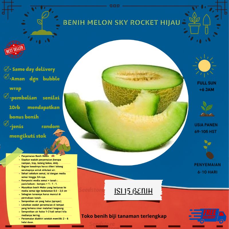 Jual 15 benih biji melon sky rocket | Shopee Indonesia