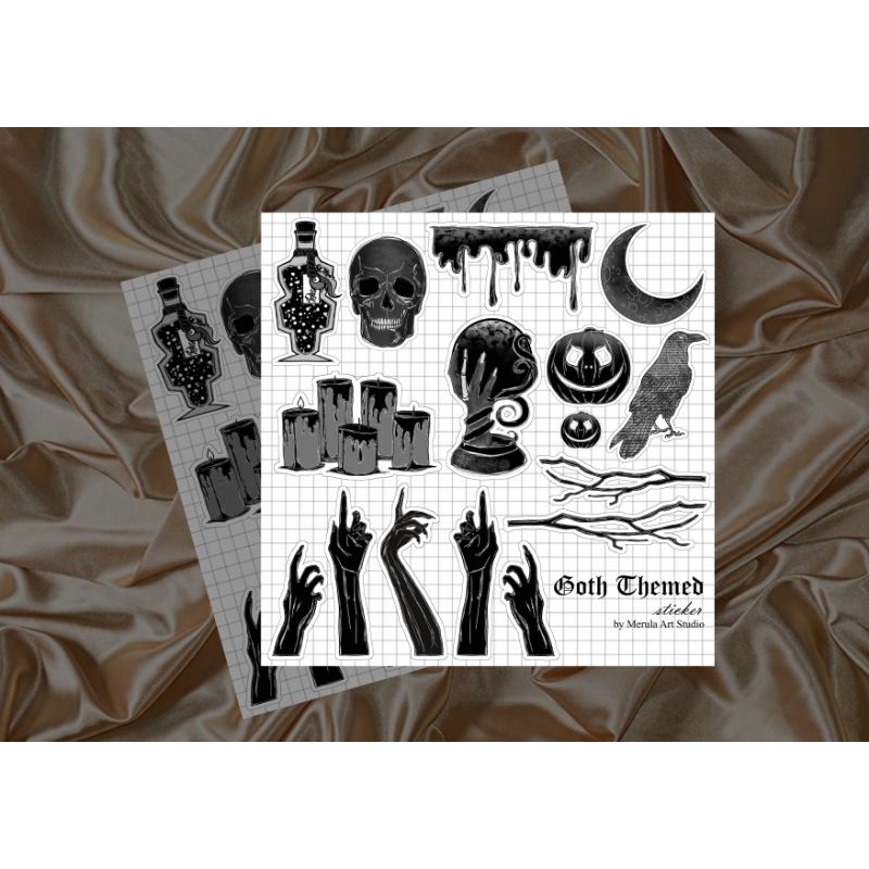 Jual GOTH THEMED STICKER - Stiker Halloween Gothic - Monochrome Sticker ...