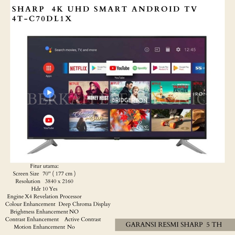 Jual SHARP 4K UHD SMART ANDROID TV 70" 4T-C70DL1X | Shopee Indonesia