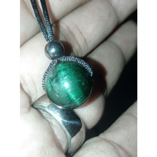 Jual Kalung batu Biduri sepah hijau bulat 14 mm | Shopee Indonesia