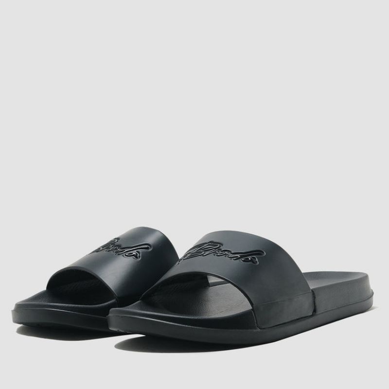 Jual Brodo Original- Sandal Broslides Signature Full Blcak | Shopee ...