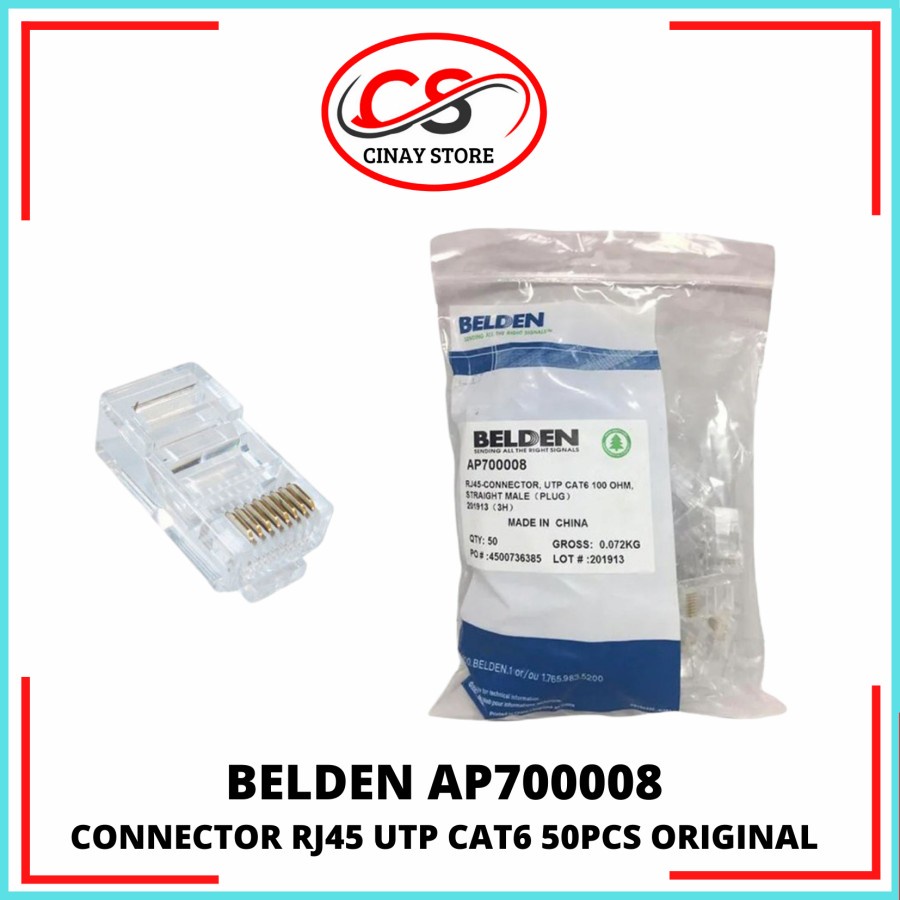 Jual Belden RJ45 Connector Cat.6 (Konektor RJ-45 Cat6 : AP700008 ...