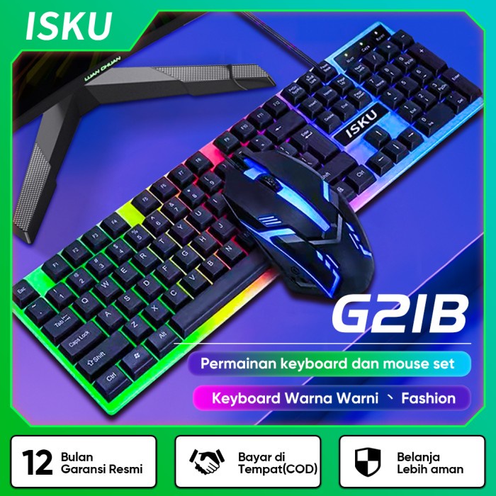 Jual ISKU keyboard gaming RGB laptop komputer Full Set RGB gaming G21B ...
