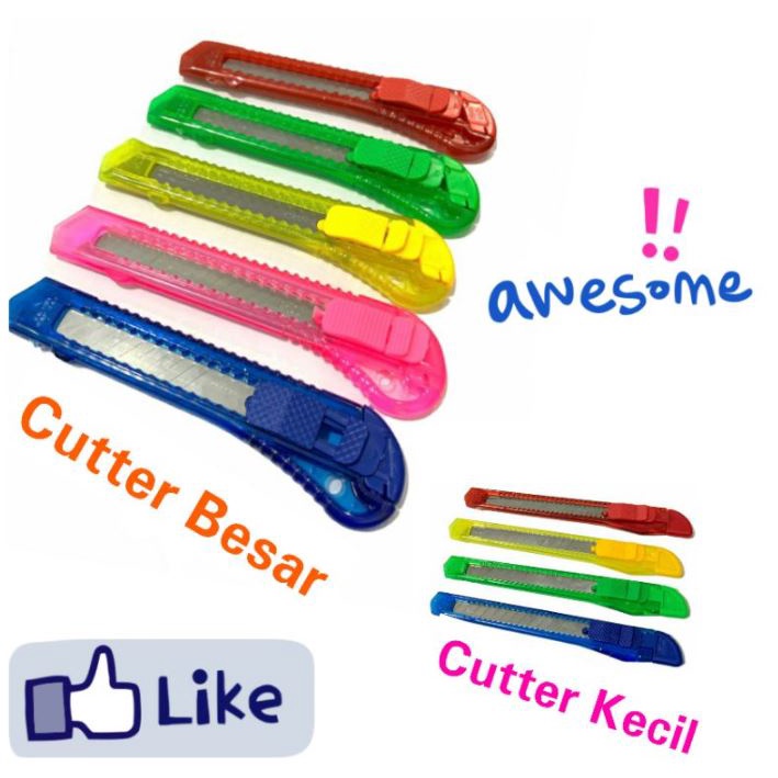 Jual CUTTER / KATER BESAR - KECIL PLASTIK WARNA BENING TRANSPASARAN ...