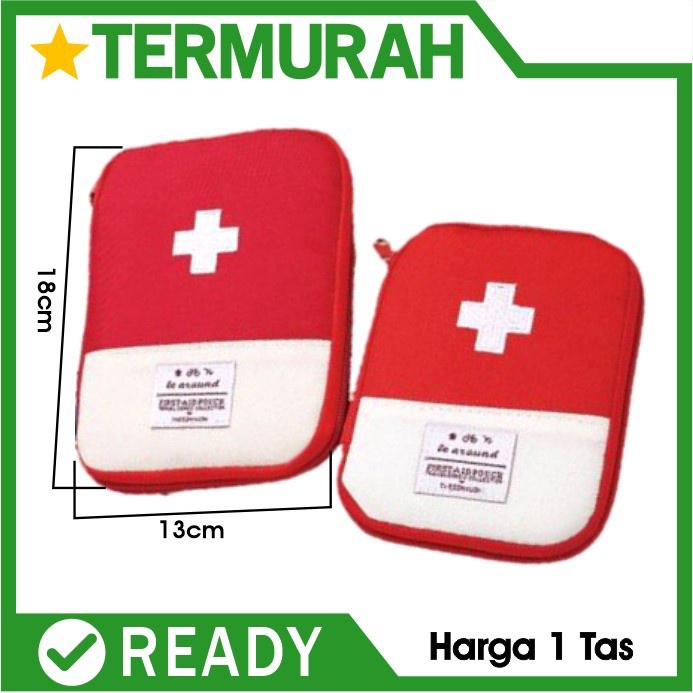 Jual Tas First Aid Kit Tempat Obat dompet pouch P3K travel Mini kotak medis perlengkapan ...