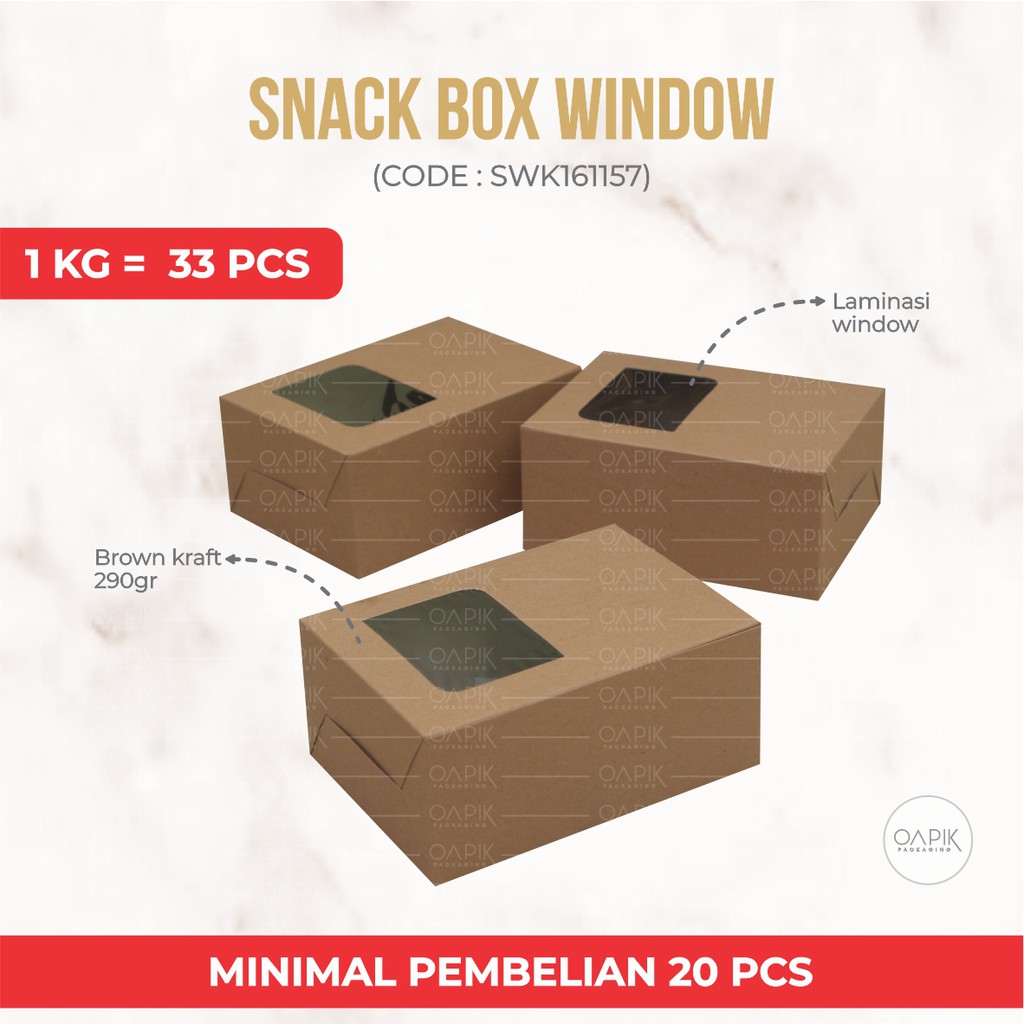 Jual SNACK BOX WINDOW 16x11.5x7, Kemasan Makanan, Packaging Makanan ...