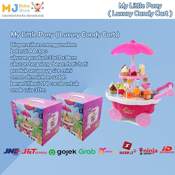 Jual Mainan Anak Little Pony Ice Cream Candy Cart Play Set Gerobak Es ...