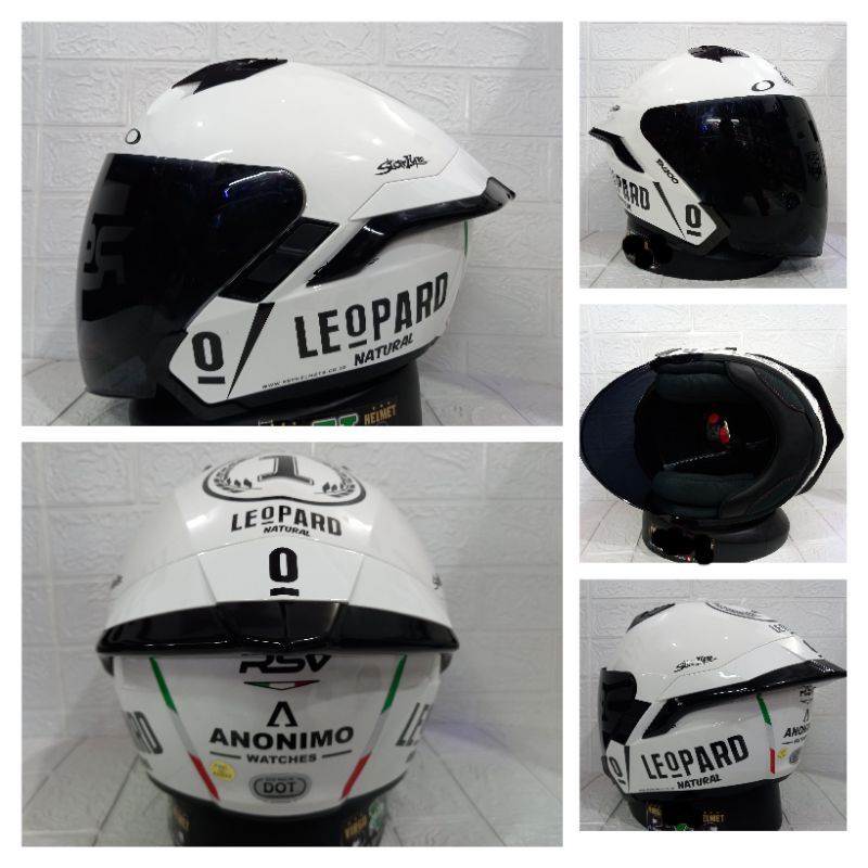 Jual Helm Half Face RSV Putih Paket Ganteng Leopard dan RedBull ...