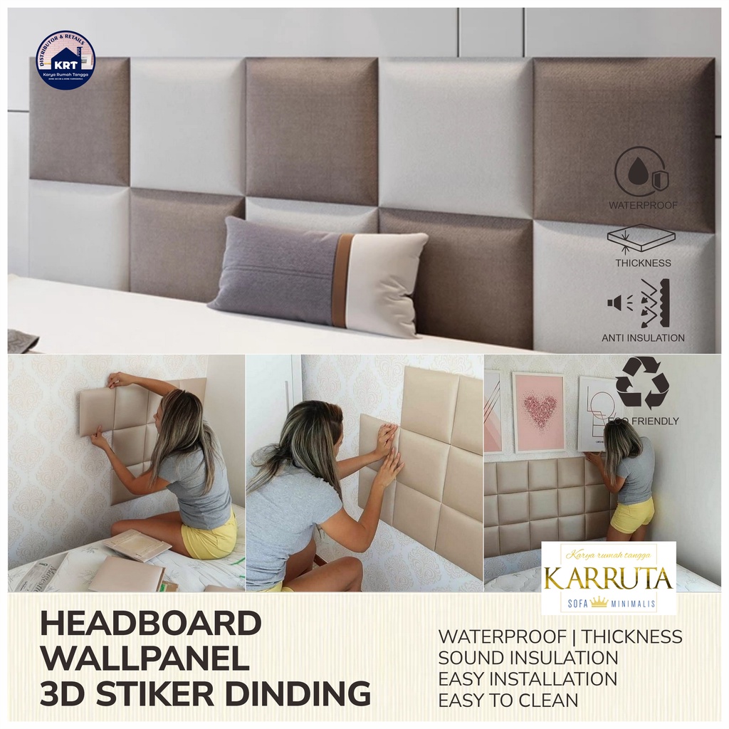 Jual HEADBOARD Leather Classic | Headboard bed foam Wallpanel 3D Stiker ...