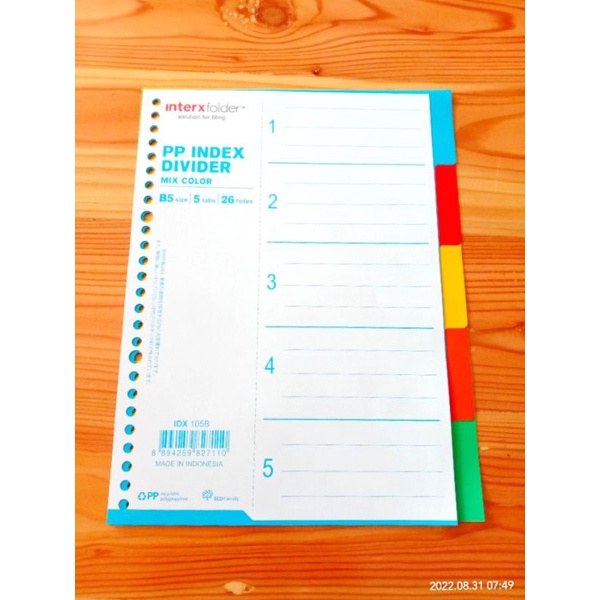 Jual Divider pembatas kertas B5 inter x folder 5 tabs | Shopee Indonesia