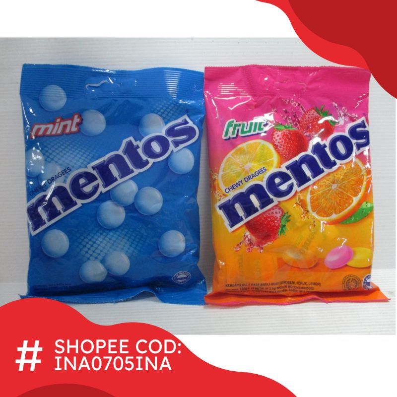 Jual Permen Mentos isi 50 / Mentos Biru / Mentos Buah | Shopee Indonesia