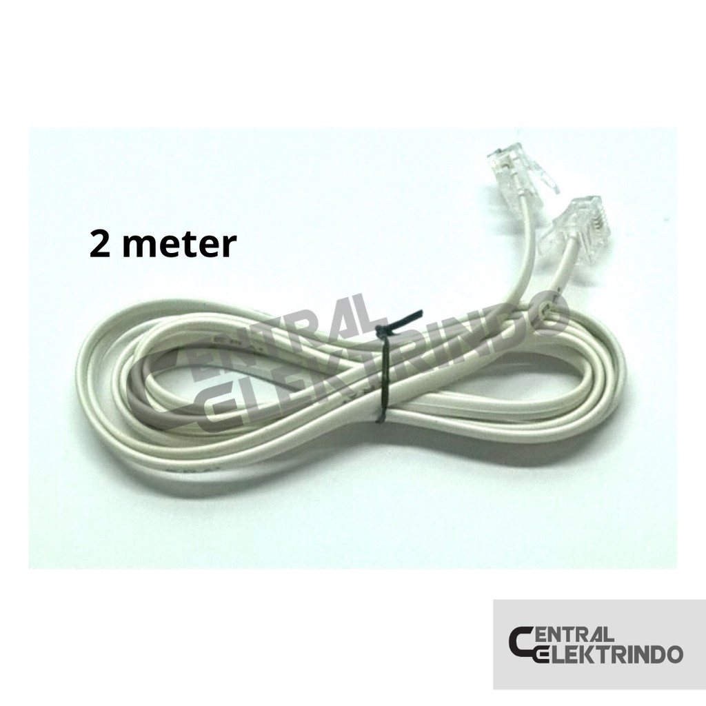 Jual Kabel Telepon 2m Kabel Line Telpon 2 meter + Jack RJ 11 Krem isi 4 ...