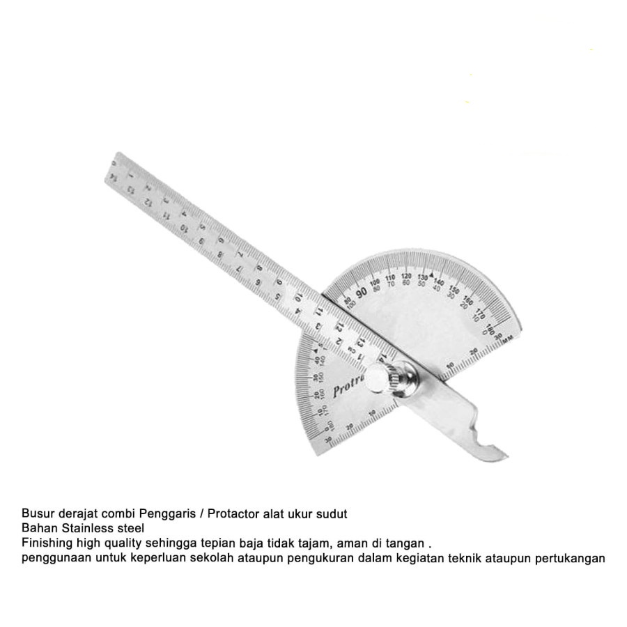 Jual Busur Derajat Penggaris Combi Stainless Protractor Alat Ukur Sudut ...