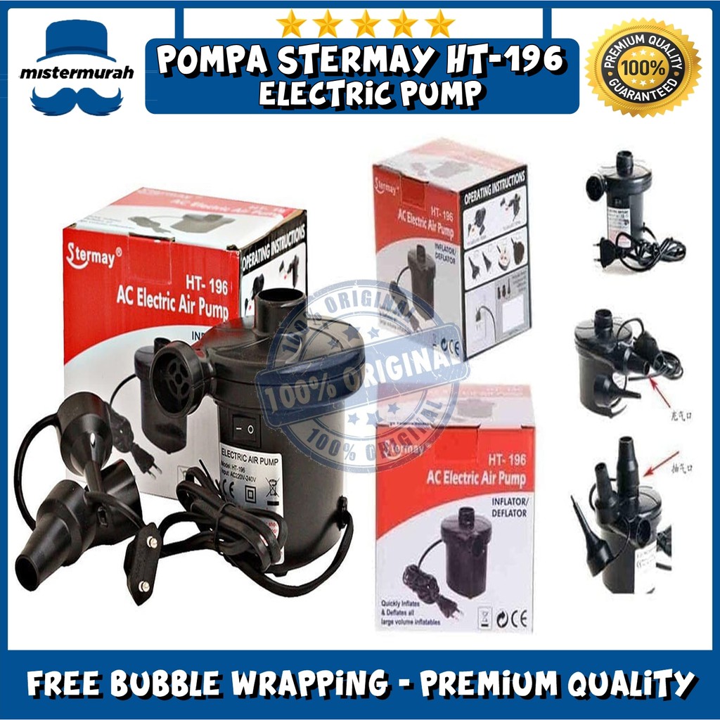 Jual Bisa Vacum Pompa Angin Listrik Ban Kasur Karet Pelampung STERMAY HT-196 Pompa Elektrik ...