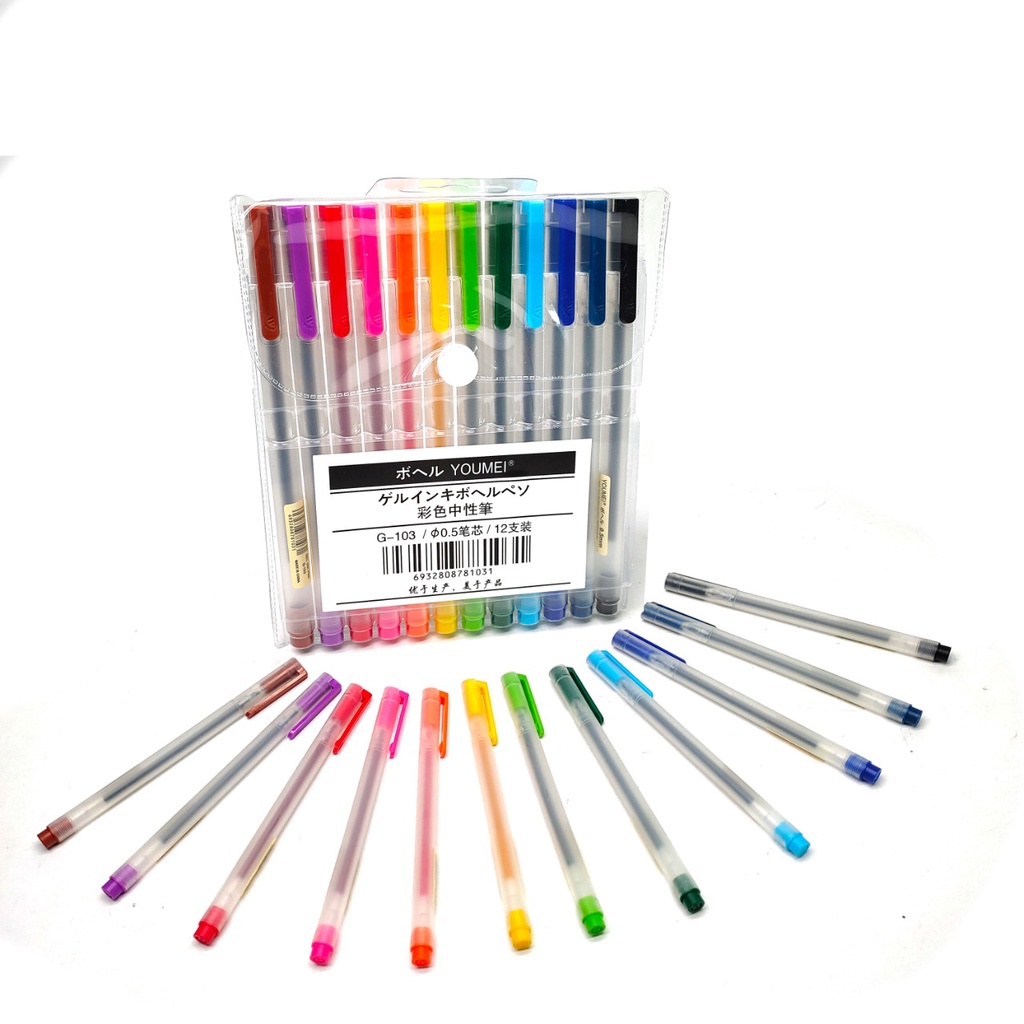 Jual [1 Pack isi 12 Pulpen] Pulpen Gel 12 Warna - YOUMEI G103 | Shopee ...