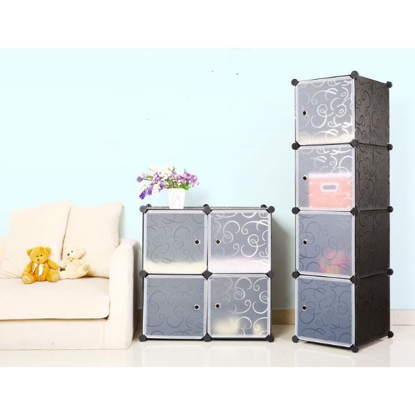 Jual Lemari Rak Plastik Bongkar Pasang Lemari Modular 4 Kotak | Shopee ...