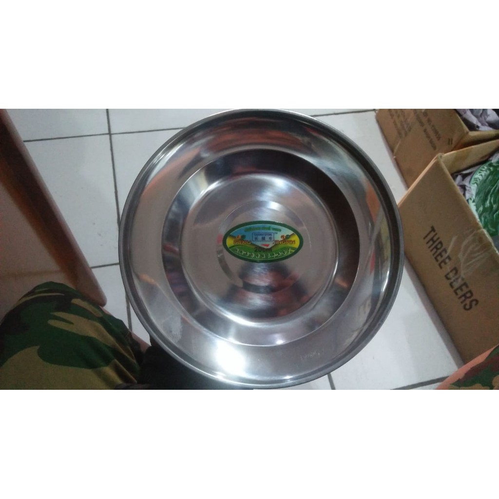 Jual piring stainless 20cm lusinan/Piring makan polos stainless ...