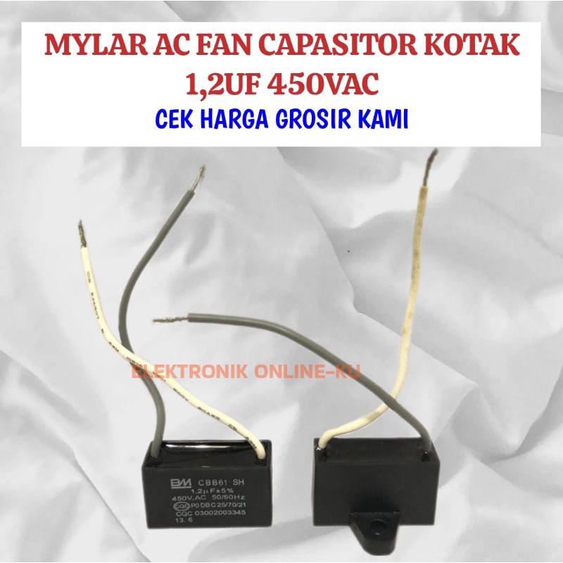 Jual CAPASITOR FAN 1,2UF KAPASITOR KOTAK 1,2UF AC KIPAS 450VAC 400VAC ...