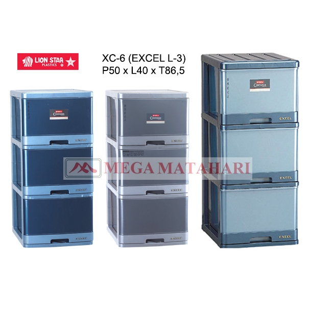 Jual Lemari laci EXCEL LARGE susun 3 XC6 LION STAR (P50 x L40 x T86,5 cm) | Shopee Indonesia