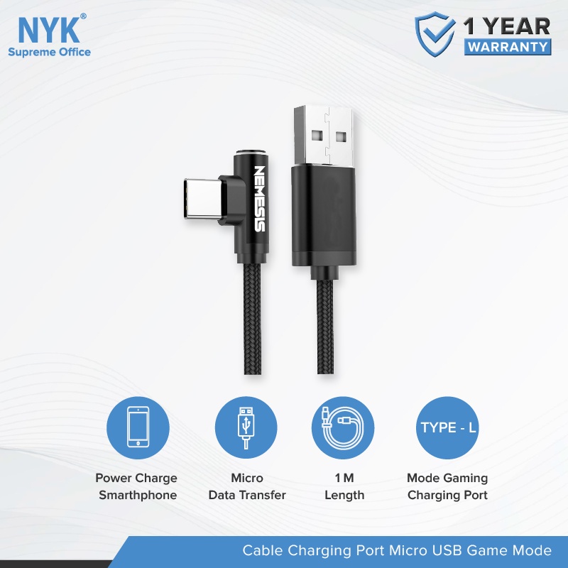 Jual NYK Kabel Data Charger Fast Charging Micro Usb to USB 1 Meter | Shopee Indonesia