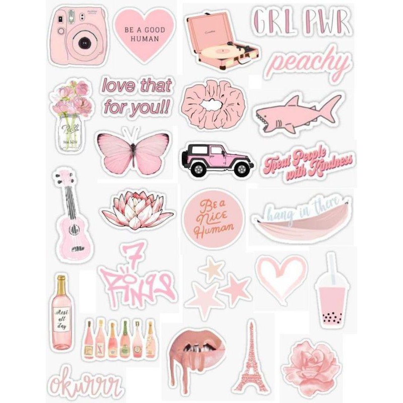 Jual Stiker set Pink aeshtetic 26 pcs | Shopee Indonesia