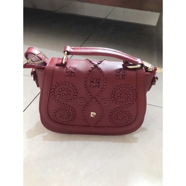 Jual Pierre cardin Bag preloved red tas pesta merah | Shopee Indonesia