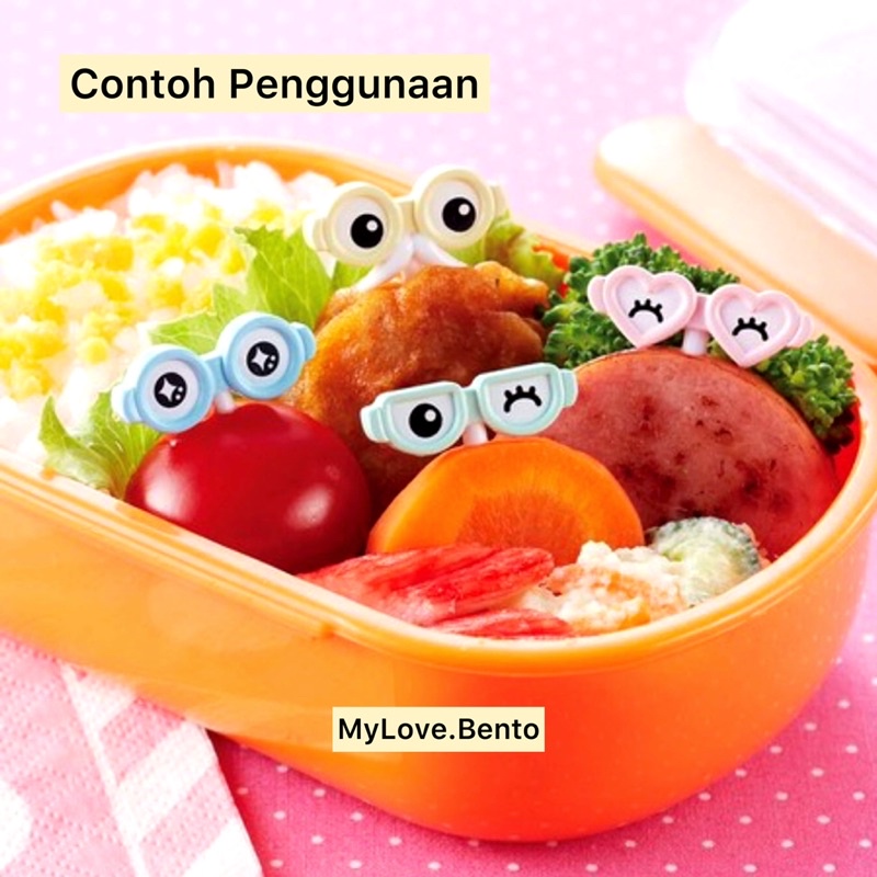 Jual Tusukan Bento Mata Kacamata Food Pick Glasses Picks Garpu Anak ...