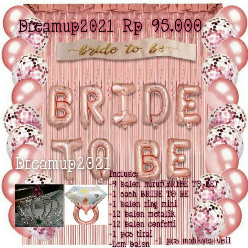 Jual PAKET BRIDAL SHOWER DECORATION SET SASH BALON RING MAHKOTA VEIL ...