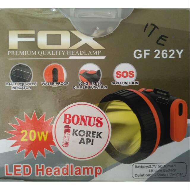 Jual SENTER KEPALA LED FOX GF-262 Y | Shopee Indonesia