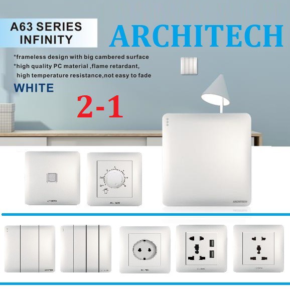Jual Saklar ARCHTECH INFINITY WHITE A63 ARCHITECH / STOP KONTAK / SAKELAR / Saklar rumah ...