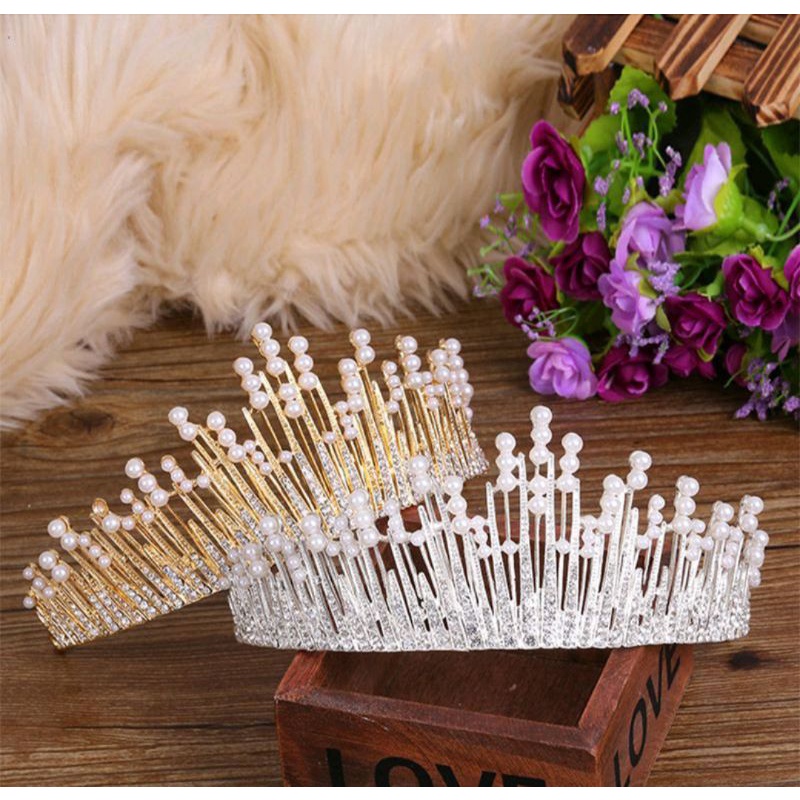 Jual mahkota wedding crown pengantin mahkota pernikahan mahkota mutiara ...