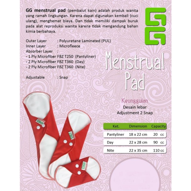 Jual GG Menstrual Pad / Pembalut Kain Cuci Ulang / Pembalut Kain Sehat ...