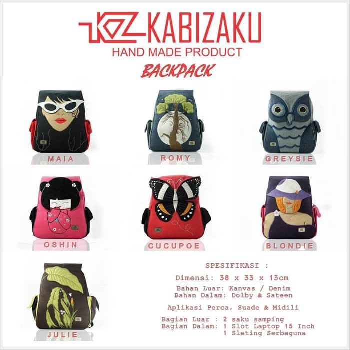 Jual Tas Ransel Handmade Unik Tas Sekolah Kuliah Kerja Kabizaku ...