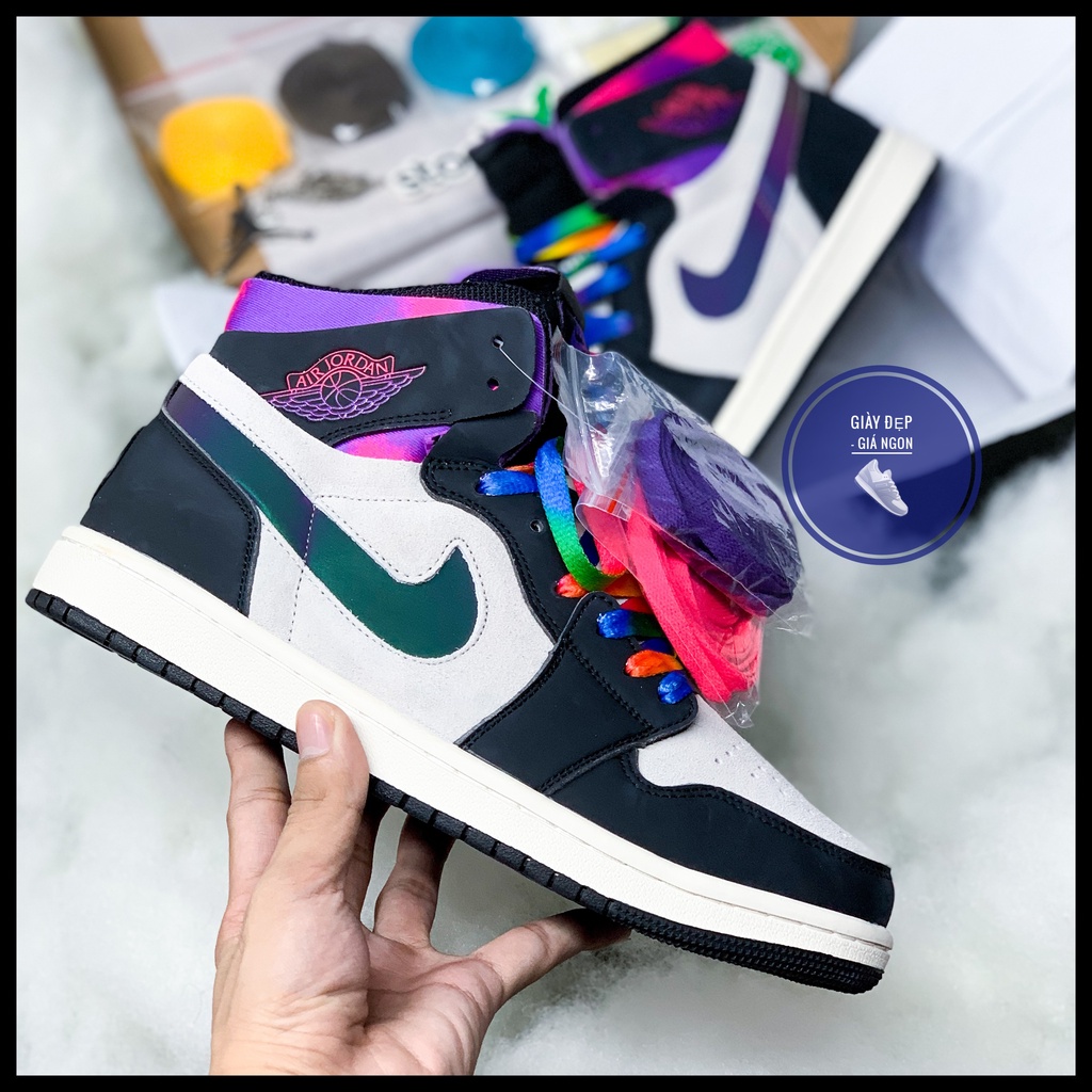 Jual Sepatu Nike Air Jordan 1 Retro High PSG Black Purple Hitam Ungu ...