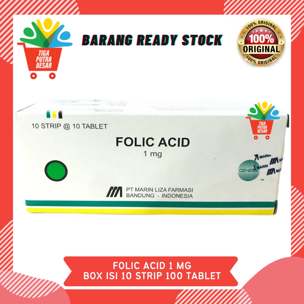 Jual FOLIC ACID 1MG / SUPLEMEN ASAM FOLAT 1 BOX 10 STRIP 100 TABLET ...