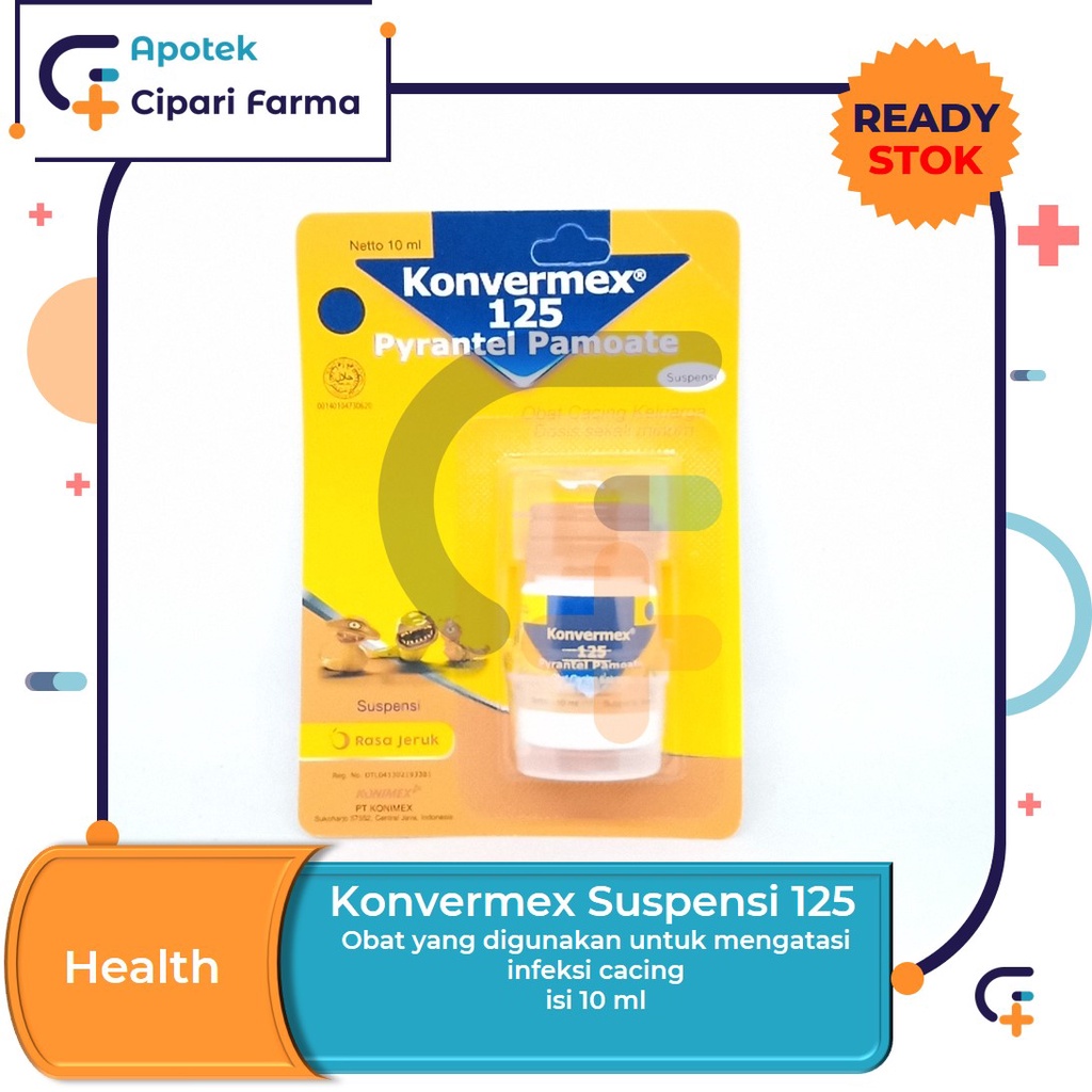 Jual Konvermex 125mg Sirup Obat Cacing Untuk Anak Rasa Jeruk 10ml ...