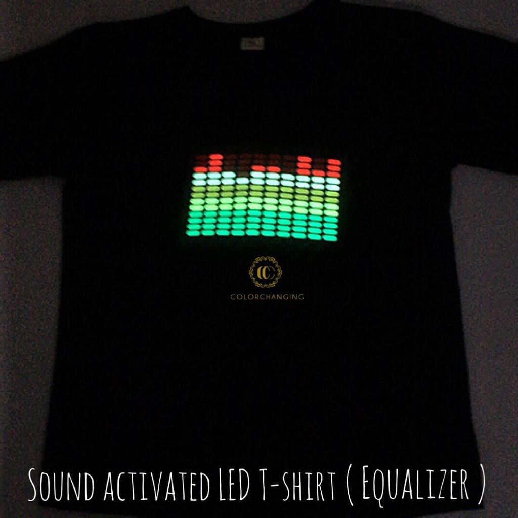 Jual Baju LED T-shirt sensor suara ( Equalizer ) dugem party konser DJ ...