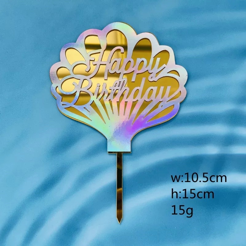 Jual TOPPER HAPPY BIRTHDAY ACRYLIC BENTUK KERANG TEMA LAUT PUTRI DUYUNG ...
