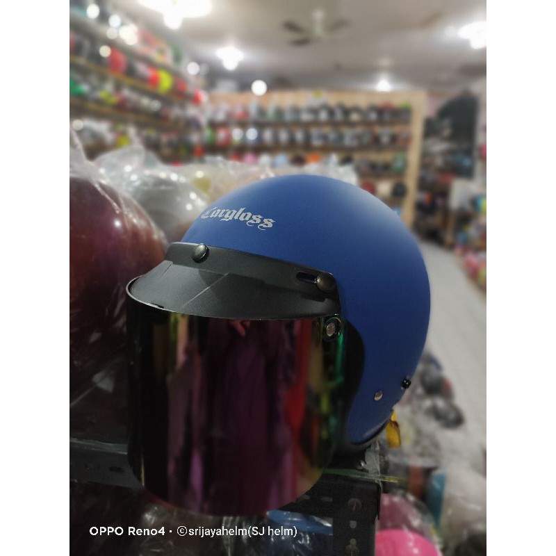 Jual HELM CARGLOSS RETRO BLUE DOFF SET KACA RANDOM _BISA COD | Shopee ...