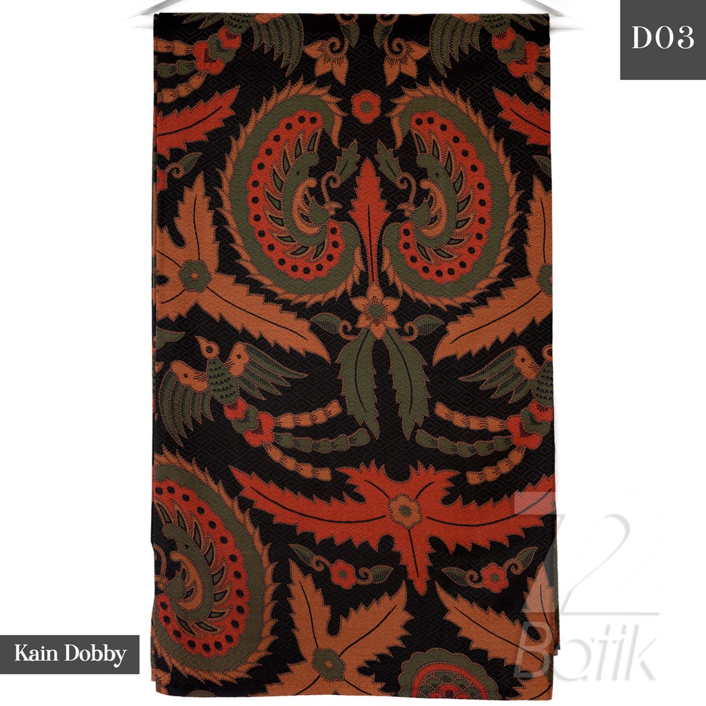 Jual KAIN BATIK PREMIUM Dobby Motif Gurdo Warna Hitam Merah Orange ...