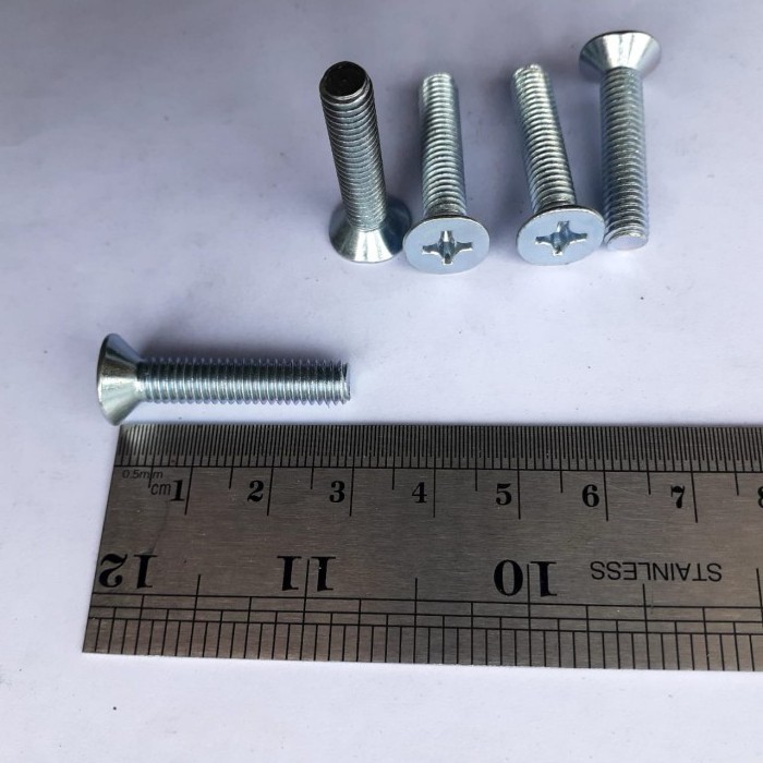 Jual BAUT JF M6X30 FLAT HEAD M6 X 30 PANJANG 3CM 3 CM 6X30 6 X 30 MM OBENG PLUS SEKRUP MESIN ...