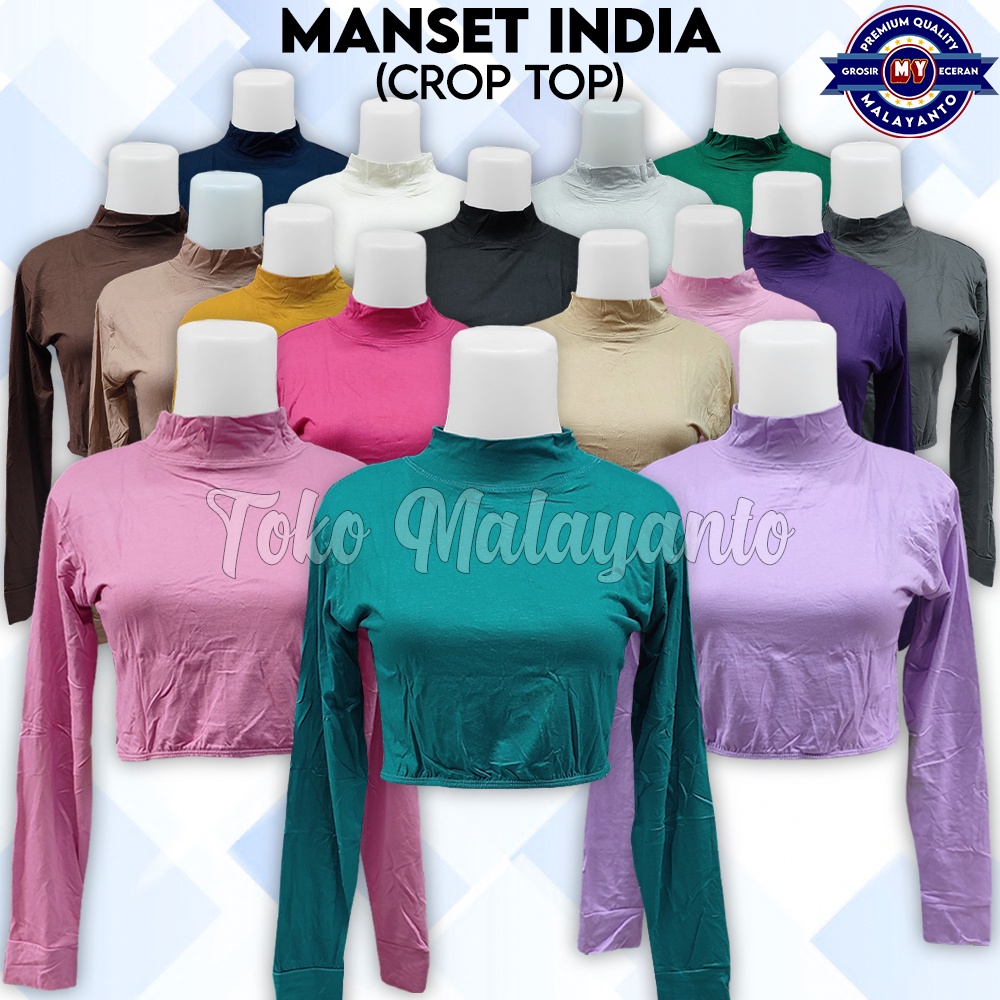 Jual Baju Manset India Crop Top Lengan Panjang Wanita Inner Polos Bahan ...