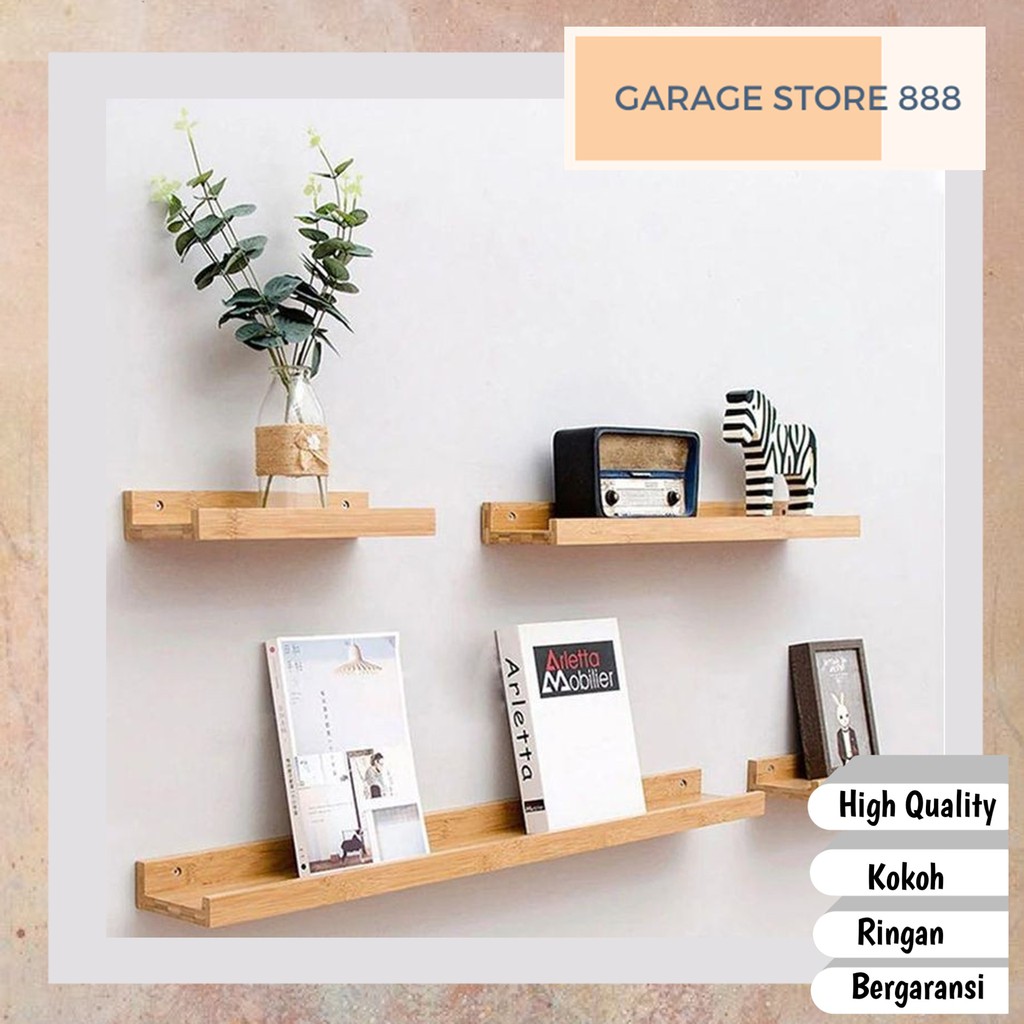 Jual Rak Hiasan Dekorasi Dinding Tempel Minimalis Kayu Gantung Kamar ...
